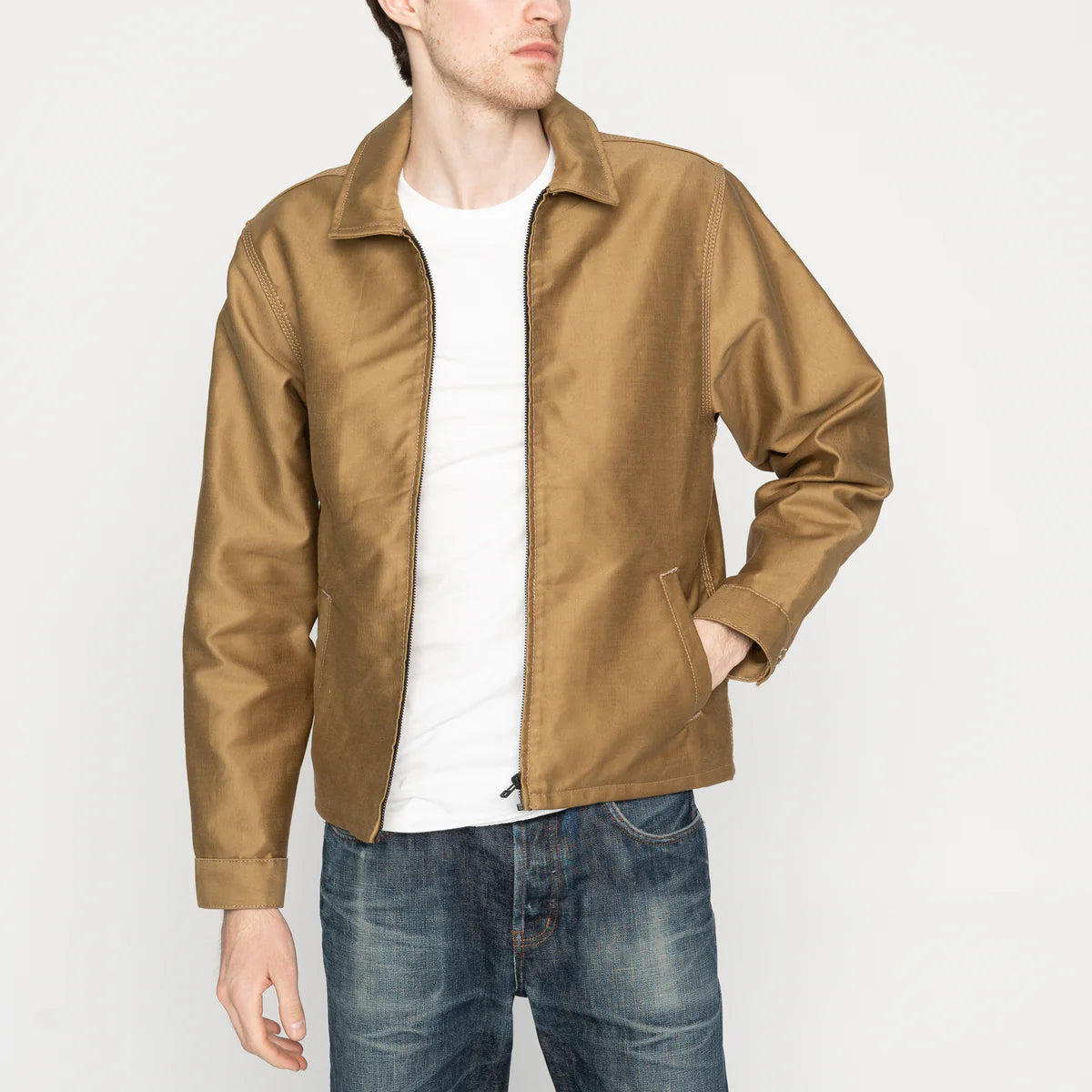 Zip Jacket - Brushed Jungle Cloth - Tan – Iron Pyrite Production
