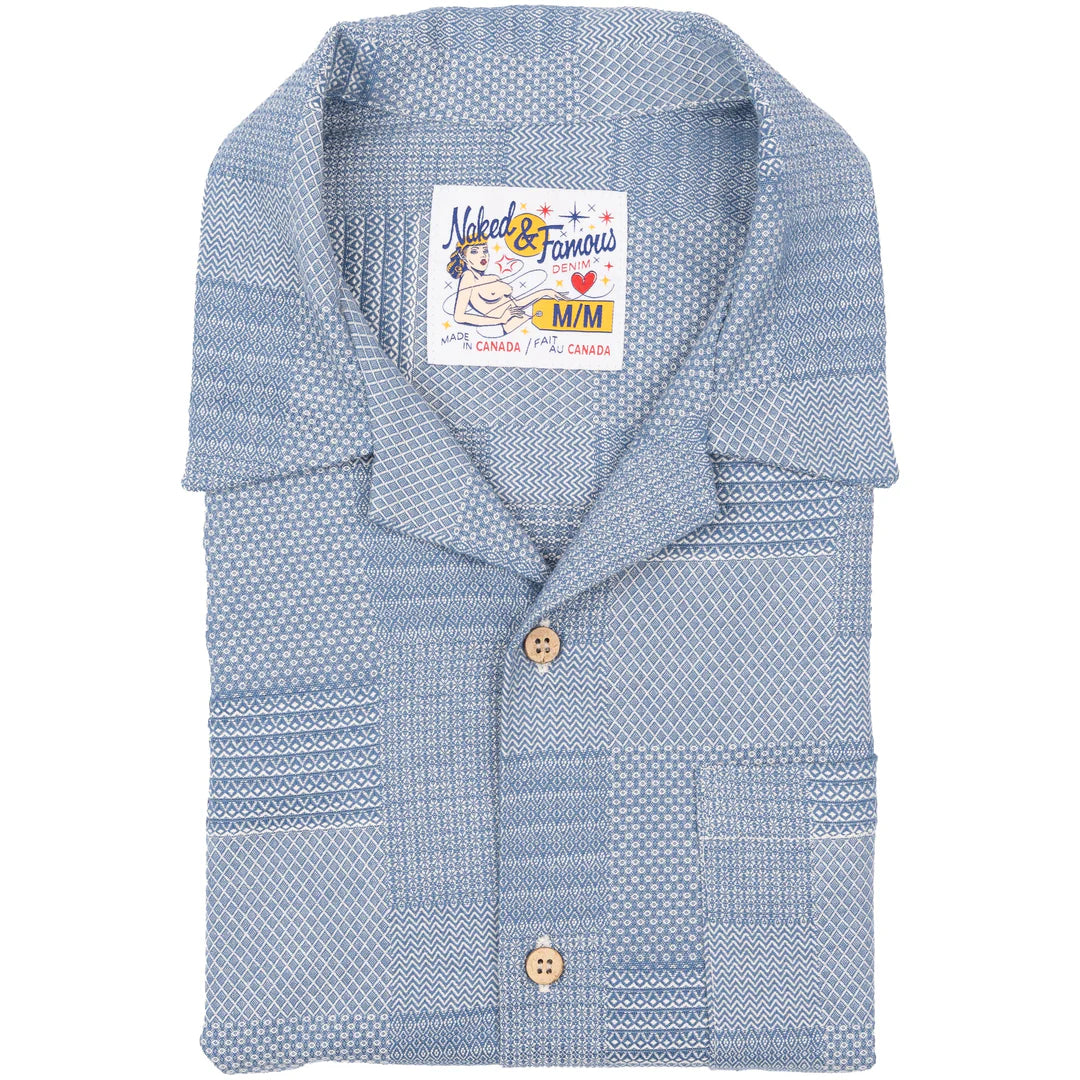 Aloha Shirt - Dobby Patchwork - Pale Blue – Iron Pyrite Production